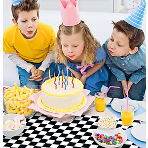 MUNILAIL 6 Pcs Black and White Checkered Table Runner 14 x 108 Plastic Table Runner for Race Car Theme Party Birthday Baby Shower Disposable Table Runner