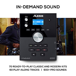 Alesis Drums Command Mesh Kit Bundle – Electric Drum Set With an Eight-Piece Mesh Electronic Drum Kit, Drum Throne, Headphones and Drum Sticks