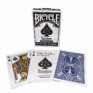 Hesslers (Blue) Rider Back Playing Cards, Unique Four-Color Suites (Includes Poker Hand Reference Cards)