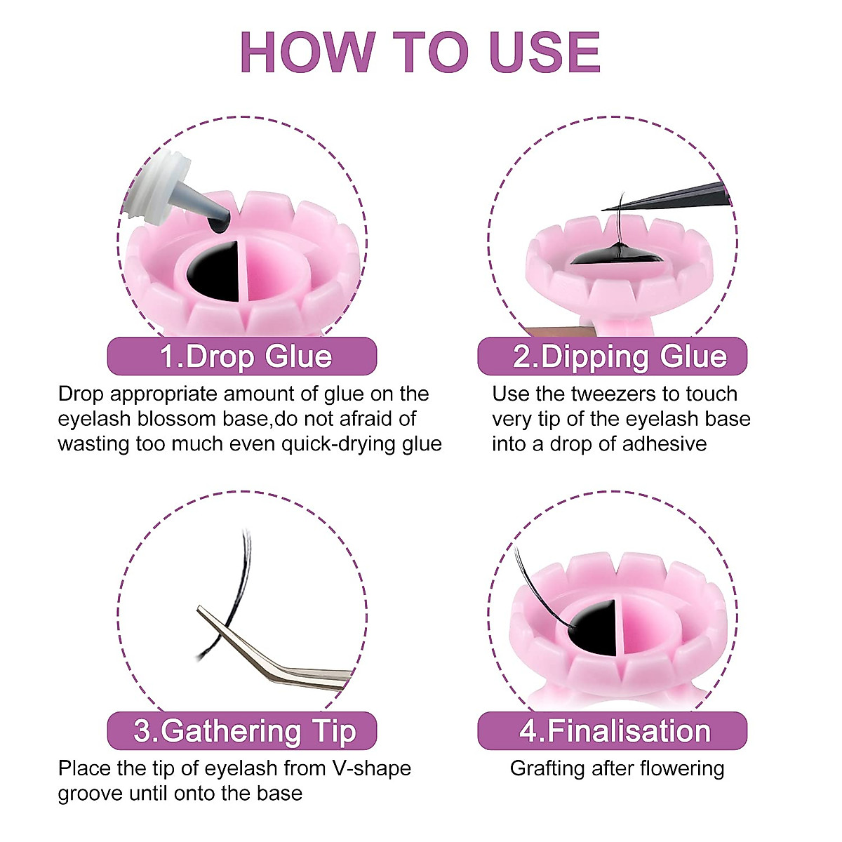 MEKK Glue Rings 100PCS Glue Rings for Eyelash Extension Lash Extension Supplies Disposable Lash Extension Supplies Fanning Blossom Cups for Eyelash Extension(Pink)…