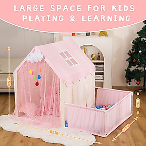 Large Indoor Play Tent for Kids Room - Playhouse with Windows for Boys & Girls, Imaginative Toddler Fort for Ages 2-6, Children's Decorative Hideaway (Pink)