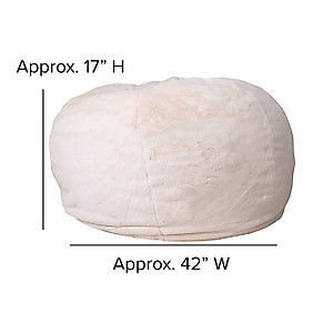 Flash Furniture Duncan Oversized Bean Bag Chair for Kids and Adults, Foam-Filled Beanbag Chair with Machine Washable Cover, White Furry