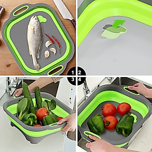 Camping Cutting Board, HI NINGER Collapsible Cutting Board with Knife Foldable Camping Dishes Sink Space Saving 2 in 1 Multifunction Storage Basket for BBQ Prep/Picnic/Camping Sink