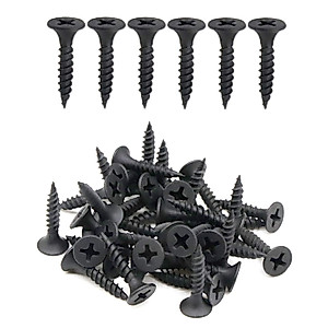 IMScrews 100pcs #6 x 3/4" Flat Head Phillips Drywall Screws Fine Thread Sharp Point Wood Screw, Carbon Steel 1022A, Black Phosphate
