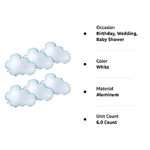 6 Pieces White Cloud Foil Balloons For Birthday Baby Shower Themed Party Birthday Party Decorations Supplies