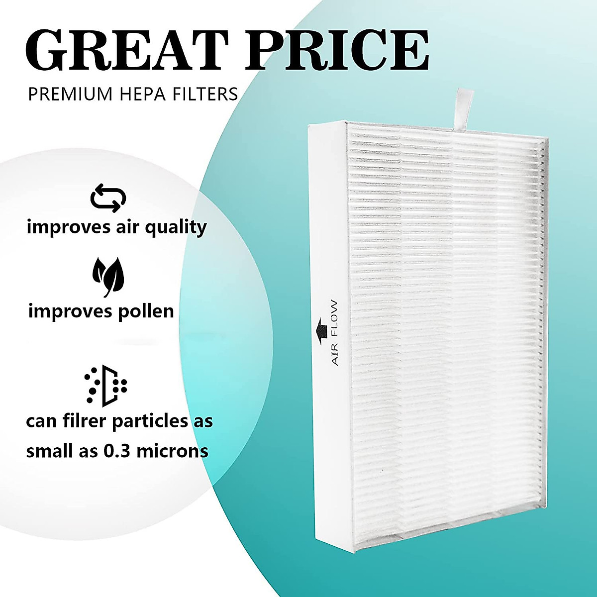 MIFLUS 6PACK Premium R True HEPA 13 Filter,Compatible with Honeywell HPA300,HPA200，HPA100,HPA090,HRF-R3,HRF-R2&HRF-R1