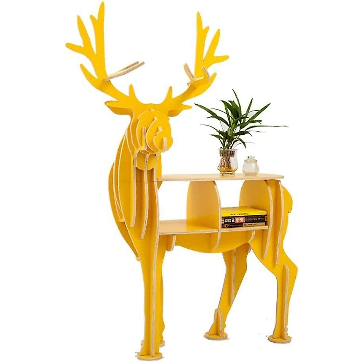 ROLTIN Storage Shelf DVD Bookcase Storage Rack Bookshelf Animal Shelf Male Deer Shape Flower Stand Model Room Coffee Table Clothing Store Landing Decoration (Size : 108 * 52 * 1
