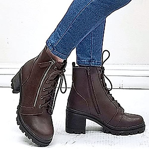 Cow Print Boots for Women Up Lace Heel Chunky Short Wide Calf Cowboy Boots Women Chunky Block Heel Square-Toe Comfortable Short Black Boots