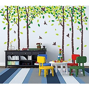 MAFENT Giant Jungle Tree Wall Decals Birch Tree Wall Decals Forest Tree Wall Stickers for Kids Room Bedroom Living Room Nursery Removable Vinyl Sticker Mural Art Decoration(Brown)