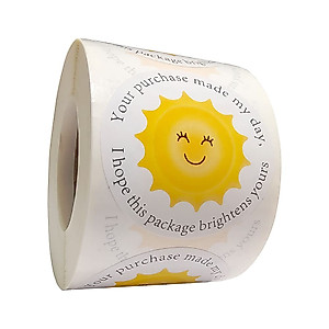 YOUOK Thank You Business Stickers - Round Yellow Sunshine Smile Face Gift Wrap Stickers for Shopping Bags/Packages/mailing Boxes, Shipping Stickers - 2 Inch 500 Total Labels