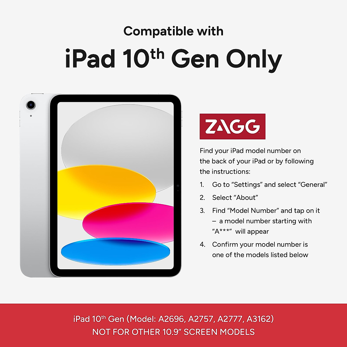 ZAGG Gear4 Crystal Palace Case for Apple iPad 11" (A16)/ 10.9 inch 10th Generation - Crystal Clear - Impact Shockproof D3O Material - 6.5ft Drop Protection