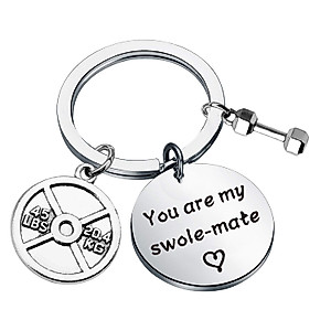 BAUNA Fitness Workout Keychain Jewelry You Are My Dumbbell Exercises Weightlifting Sports Fitness Gifts For Friends Couple (Fitness Workout Keychain)