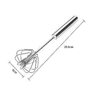 Stainless Steel Hand Push Egg Beater Mixer Home Kitchen Whisk Milk Frother Cooking Utensils Gadgets Blending Beating Stirring Semi Automatic Tool (1Pcs-Length 12, 35-Stainless)