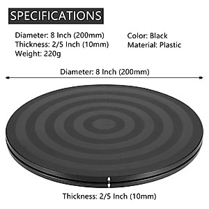 RHBLME 3 Pack Black Small Lazy Susan 8 Inch, Non Skid Heavy Duty Rotating Swivel Steel Ball Bearings, Holds up to 80 lbs, Black Plastic Turn Table Organizers - Used for Cabinets, Monitor, TV, etc