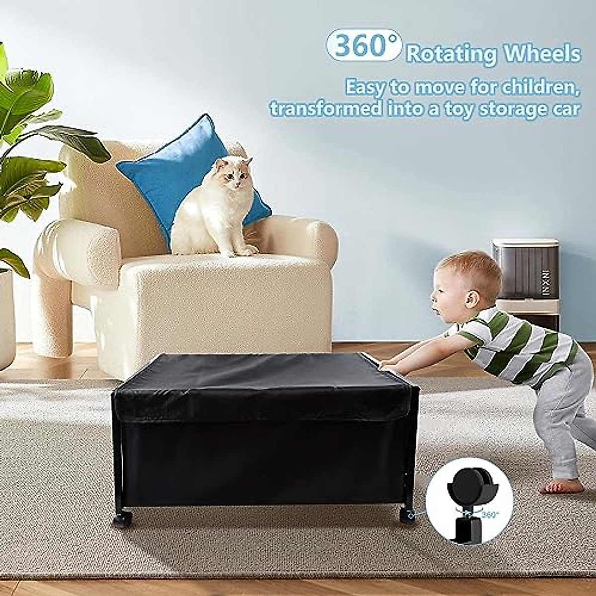 Aconfei Toy Chest with Lid, Large Toy Organizers and Storage Bins for Boys Girls, 70L Toy Storage Organizer with Wheels, Detachable Toy Organizers and Storage Chest for Playroom, Living Room, Bedroom