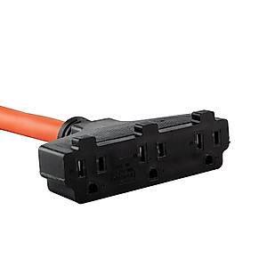 PLIS TT-30P to (3) 5-15R Generator Adapter Plug,5-15R Tri Outlet Adapter Cord,STW 10AWG*3C Generator Cable,30Amp,125V,3Prong,Orange,1.5FT