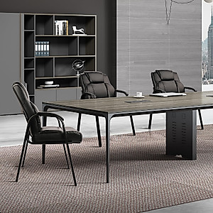 CLATINA Big & Tall 500 lb. Guest Chair, Leather Reception Chairs with Padded Arm Rest for Waiting Room Office Home and Meeting Conference-Black