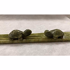 Decorative Stone Natural Jade Turtle Chopsticks Set B 02