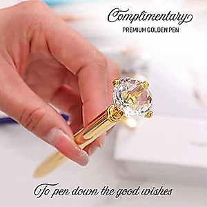 Gold Floral Wedding Guest Book with Gold Pen, Guest Sign-in Book White Cover with Foil for Guests Visitors to Sign at Wedding Party Hotel Baby Bridal Shower, Wedding Guestbook Alternative