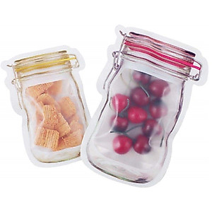 20 Pcs Mason Jar Zipper Bags, Reusable Airtight Seal Food Storage Bags, Multi-Size Food Safe Material Leak-Proof Saver Bags for Travel Camping and Kids