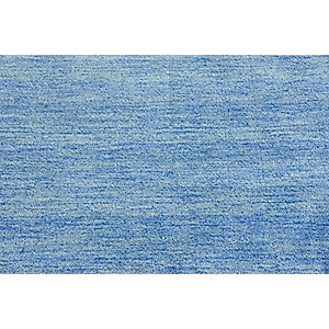 Unique Loom Solid Gava Collection 100% Natural Twisted Wool Modern Light Blue Area Rug (3' x 5')