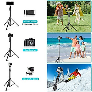UBeesize 67" Phone Tripod&Selfie Stick, Camera Tripod Stand with Wireless Remote and Phone Holder, Perfect for Selfies/Video Recording/Live Streaming Black