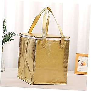 ULTECHNOVO Baking Tote Cake Delivery Bag Thermal Lunch Bag Thermal Bag for Food Delivery Drink Cooler Portable Gold Handbag Portable Cooler Bag Fresh-keeping Food Tote Zipper Design Food Bag