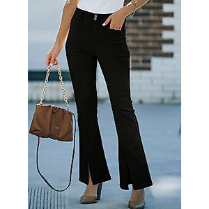 Dokotoo Womens High Waisted Bell Bottom Jeans Zipper Fly Flare Denim Pants Black Size 10