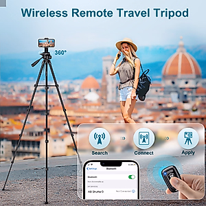 JOILCAN Phone Tripod, 68" Tripod for Phone Stand Video Recording Photos, Travel Floor Tripods Compatible with iPhone Canon Nikon DSLR, Cell Phone Tripods with Remote/Travel Bag