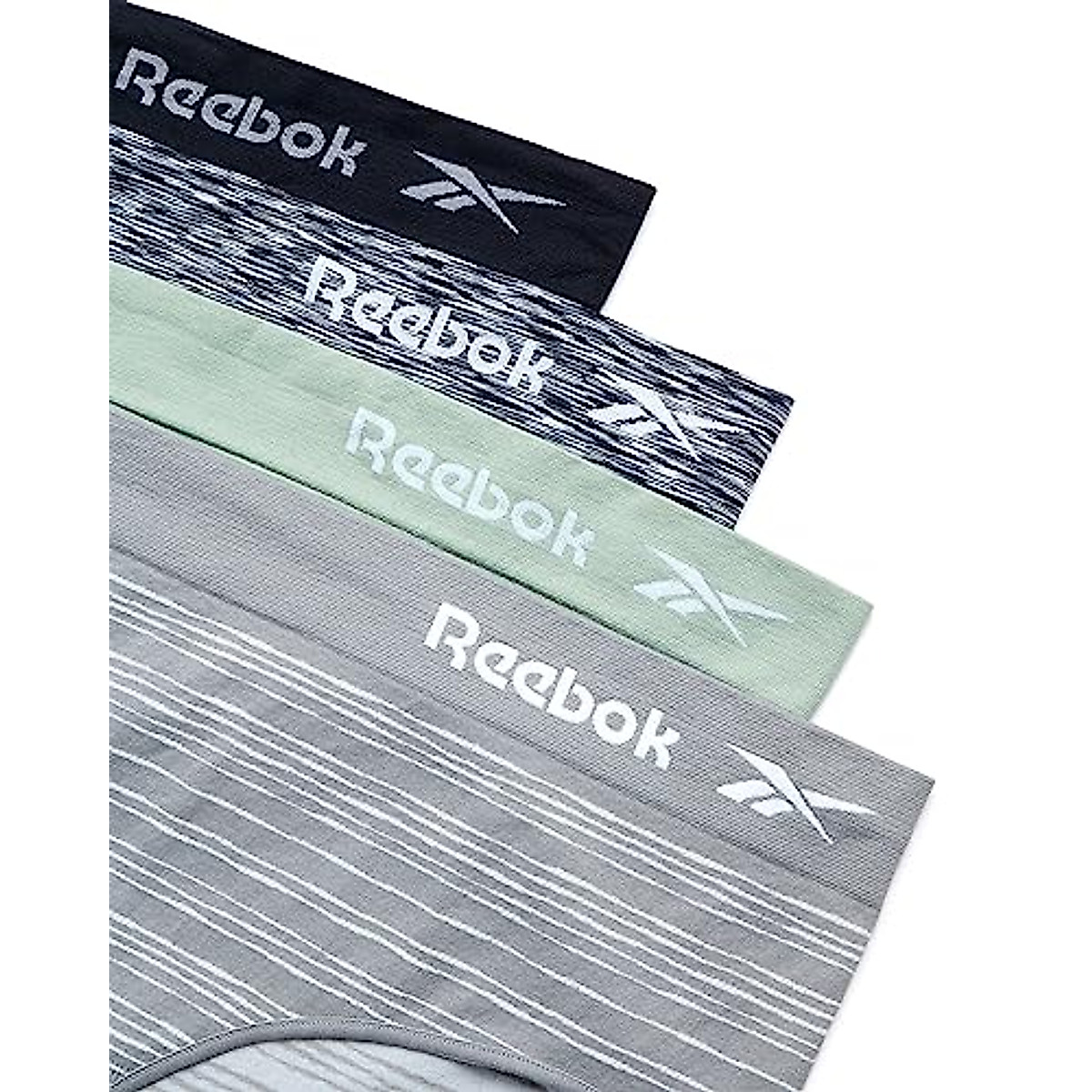 Reebok Women's Plus Size Hipster Panties - 4 Pack Performance Seamless Underwear for Women, Made to Fit Your Curves (1X-3X), Size 3X, Green/Lily/Black/Black