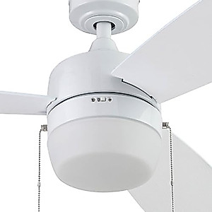 Honeywell Ceiling Fans Barcadero Modern 44 Inch Ceiling Fan with Light, Pull Chain LED Indoor Fan with 3 Blades, White Maple and White Blade Finish Options, Bright White (51475-01)