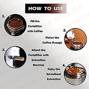 NEOUZA 51mm Espresso Portafilter Compatible with DeLonghi Dedica EC685 Coffee Machine,Mini Wood Handle,Non-pressurized Basket,Double Spouts (H1 Handle)