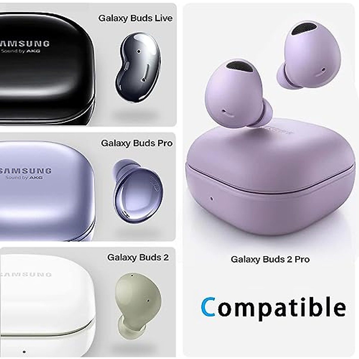 (with Secure Lock) Clear Carbon Fiber Case Cover for Samsung Galaxy Buds 2 Pro(2022) /Galaxy Buds Pro(2021) /Galaxy Buds 2 (2021) /Galaxy Buds Live (2020) with Keychain - Clear Black