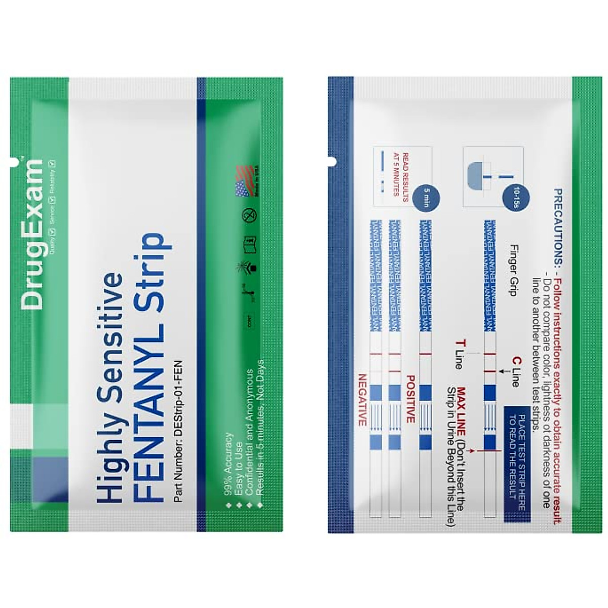 25 Pack - DrugExam Made in USA, FYT Urine Test Kit, Urine Test Strips, Highly Sensitive and Easy to Use. Drug Test Kit. Fen Test Kit. Highly Sensive Urine Test Kit.