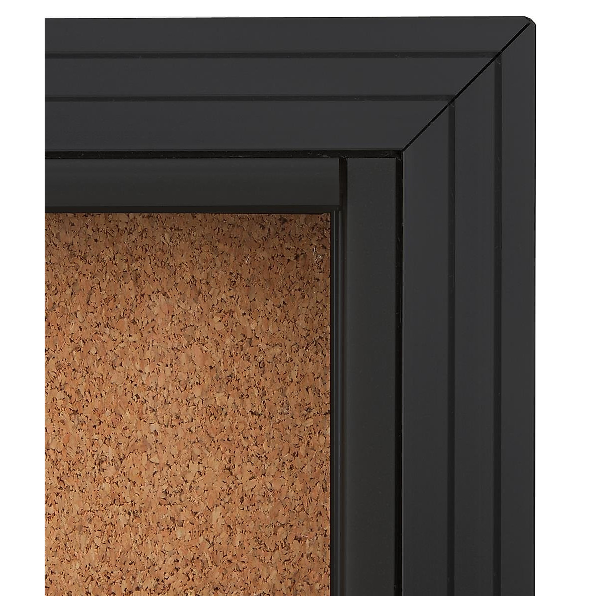 Displays2go Enclosed Cork Board, Sliding Glass Door, 4 x 3 Foot, Locking Bulletin Board for Wall (CBSD43BK)