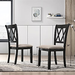 Roundhill Furniture Windvale Fabric Upholstered Dining Chair, Set of 2, Black