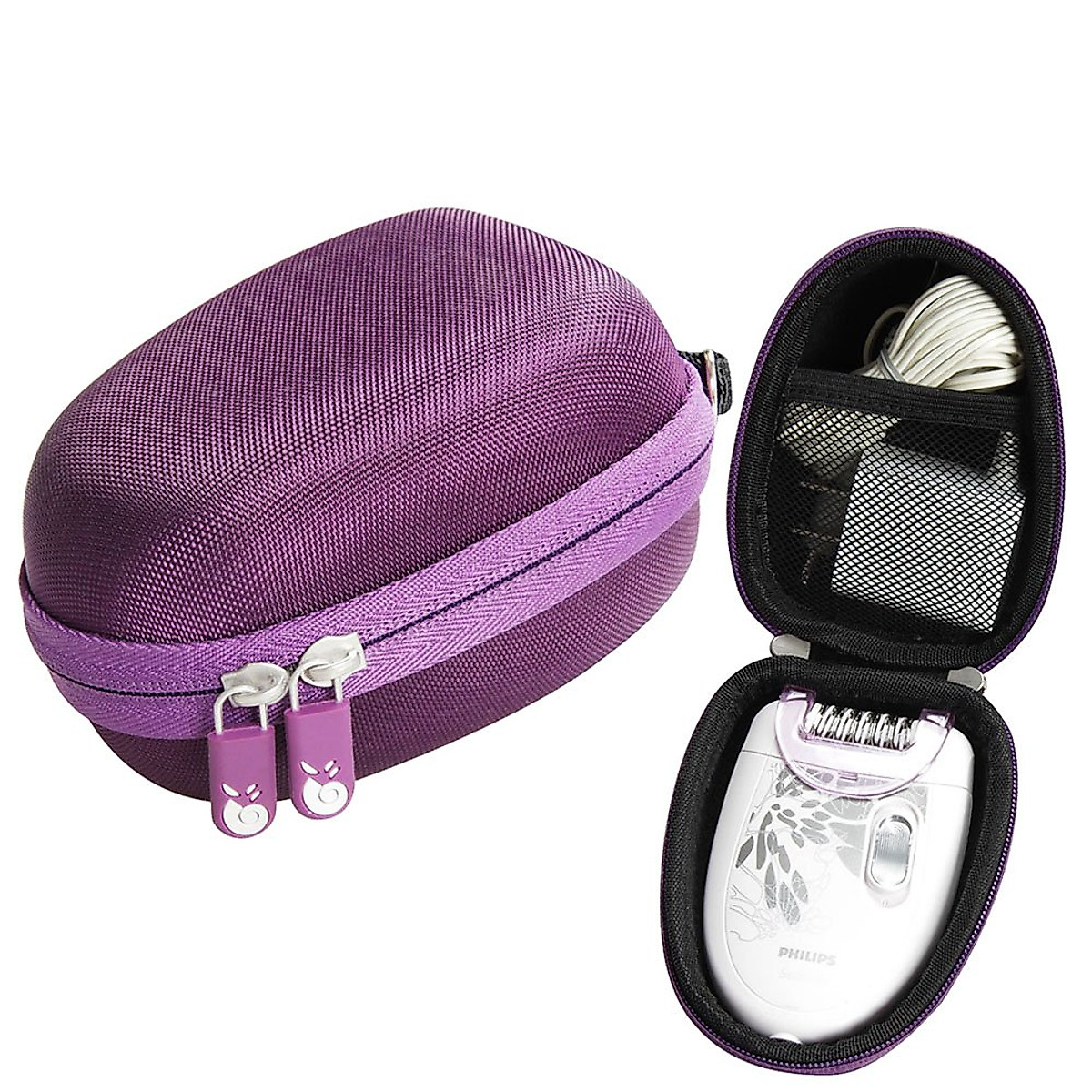 for Philips BRE235/04 / Philips HP6401 Satinelle Epilator Electric Shaver Travel EVA Hard Protective Case Carrying Pouch Cover Bag by Hermitshell (Purple)