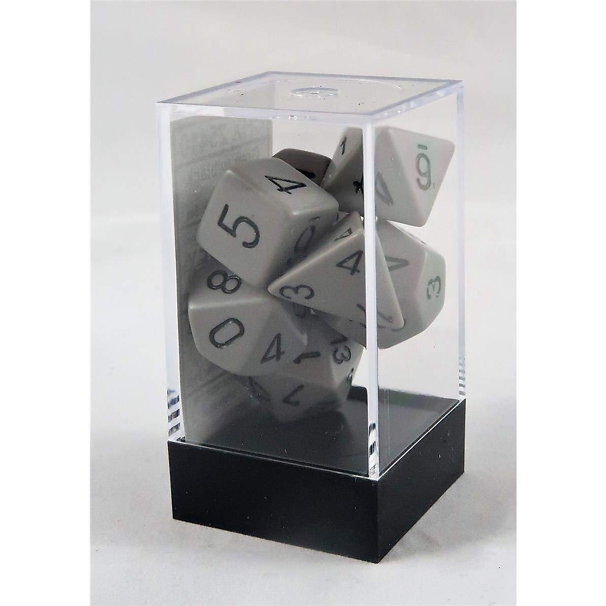 Chessex Dice: Polyhedral 7-Die Opaque Dice Set - Dark Grey with Black