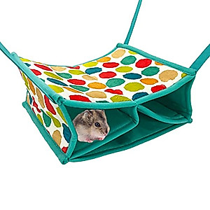 PINVNBY Hamster Hammock Warm Ferret Bed Cage Accessories Hanging Sugar Glider Bunkbed Swinging Bedding Cage Toy Cage Chinchilla Double-Layer Hideout for Rat Squirrel Parrot Kitten