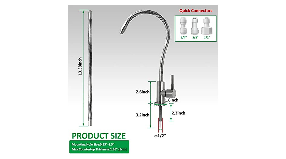 Lead-Free Gooseneck Drinking Water Faucet - 360° Rotatable