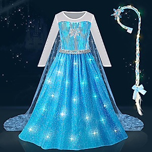 Meland Princess Dresses for Girls - Princess Costume with Long Cape for Girls Age 3-10 Year Old for Birthday Halloween Party