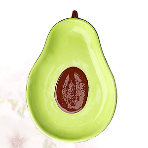 Garneck Ceramic Avocado Shaped Shaped Serving Plate Ceramic Sauce Dish Dip Bowls for Fruits Salads Dessert Appetizers