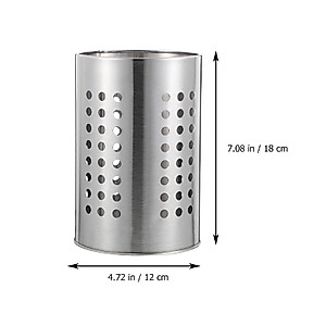 DOITOOL 2PCS Stainless Steel Kitchen Utensil Holders for Countertop Spoon Holder Silverware , Chopsticks Holder Spoon and Fork Holder for Restaurant (12 X 12 X 18CM)