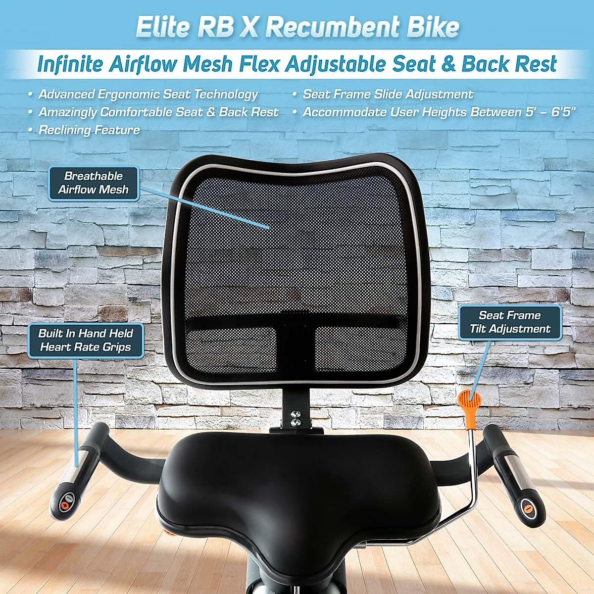 3G Cardio Elite RB X Recumbent Exercise Bike - FreeSync FTMS Bluetooth Smart App Connectivity - Compact 49" (L) - Oversized Soft 4-Way Adj. Seat - 350 lb Cap. - Low Step-Thru Design - Commercial Grade