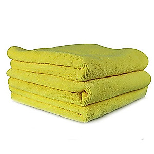 Chemical Guys ‎MICYELLOW03 Workhorse Professional Microfiber Towel, Yellow (Safe for Car Wash, Home Cleaning & Pet Drying Cloths) 16" x 16", Pack of 3