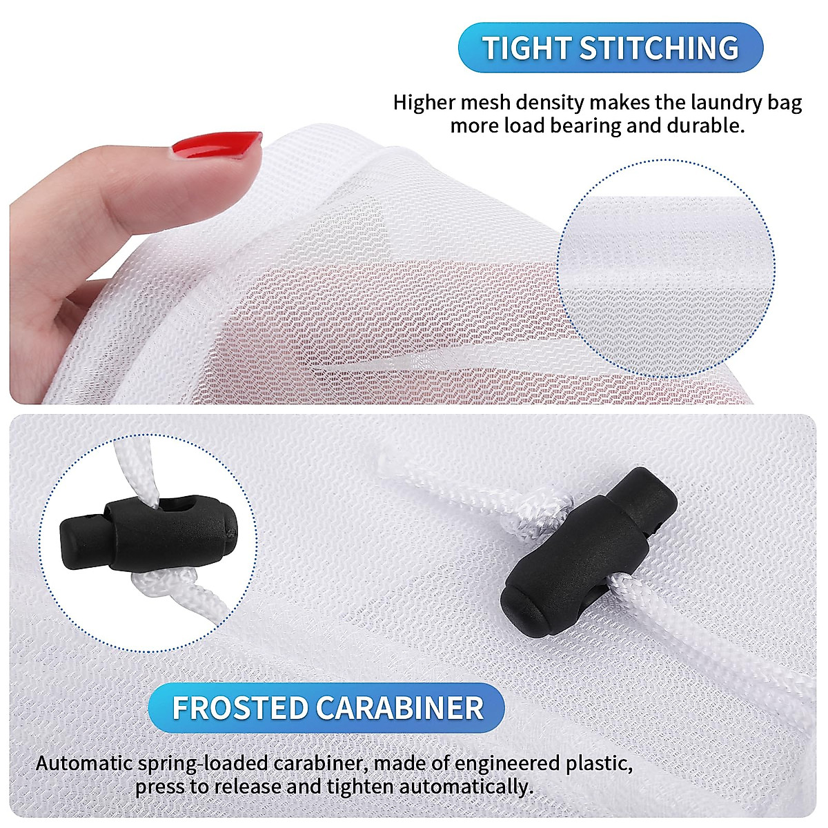 2-Pack Heavy Duty Mesh Laundry Bags,24x32 Inches Large Laundry Drawstring Bag,Washable Laundry Bag for College, Dorm, Travel, Family and Apartment Dwellers, white