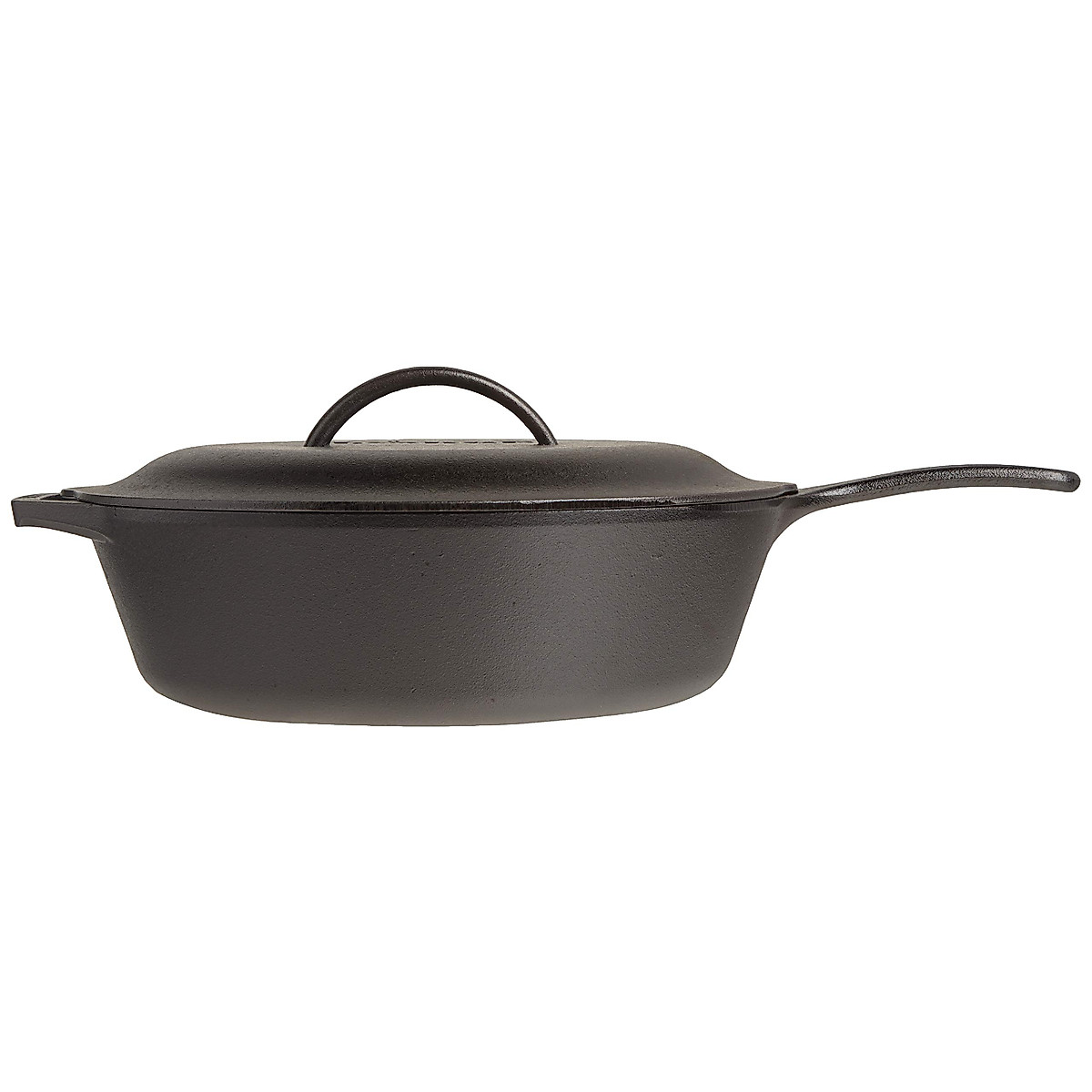 Lodge L10CF3 Cast Iron Covered Deep Skillet, Pre-Seasoned, 5-Quart & 10FB2 Deep Fry Basket, 10.25-inch