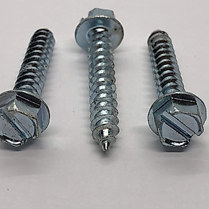 1.5" - #14 Lag Screw - Hex Head - Slotted Flange Head - Coarse Thread - Grade A-Zinc Coated 1-1/2 in x 1/4 in - Heavy Duty Wood Screw (50)
