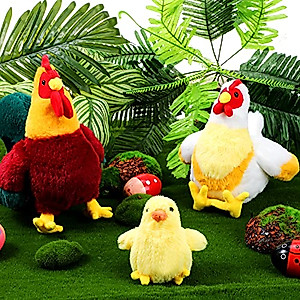 Skylety 3 Pcs Chicken Stuffed Animal Gifts Set Chicken Plush Chicken Stuffed Toy Cute Chicken and Cocky Rooster Plush Little Baby Chick Toys for Baby Shower Party Favor Birthday Supplies