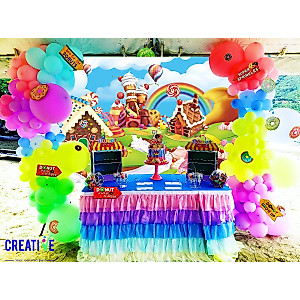 Candyland Backdrop 7x5FT Cartoon Rainbow Lollipop Icecream Sweet Donut Candy Photography Background for 1st First Birthday Party Decoration Baby Shower Photo Props (84x60 inch)